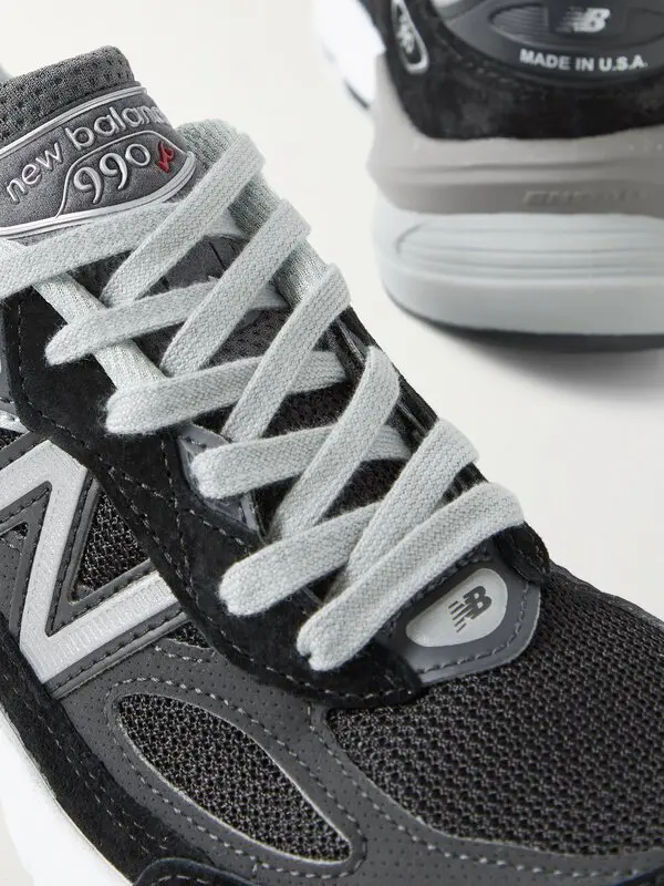NEW BALANCE Made In Usa 990v6 Leather-trimmed Sneakers - Black