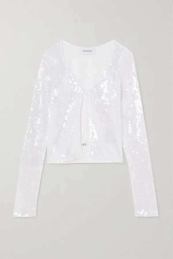 16Arlington Solaria Sequined Stretch-tulle Cardigan