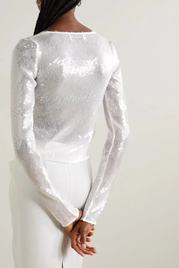 16Arlington Solaria Sequined Stretch-tulle Cardigan