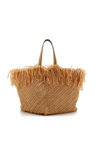 Oscar De La Renta Square Medium Raffia Tote Bag