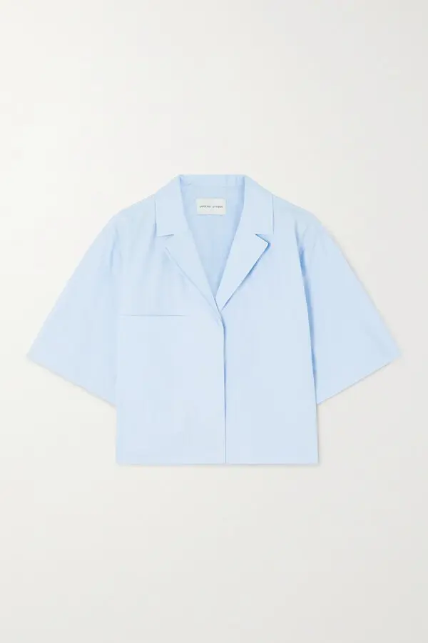 LOULOU STUDIO Net Sustain Mana Cropped Organic Cotton-poplin Shirt