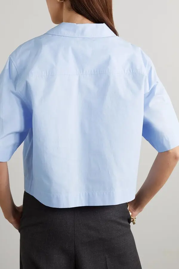 LOULOU STUDIO Net Sustain Mana Cropped Organic Cotton-poplin Shirt