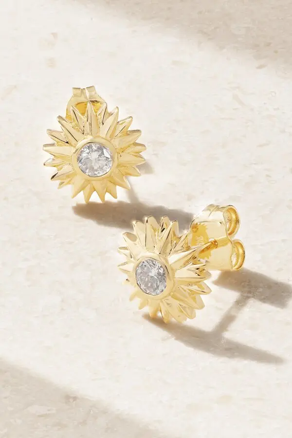 SYDNEY EVAN Sunburst Diamond Earrings - Gold