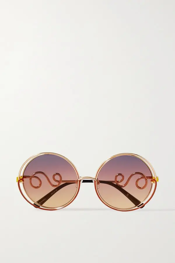 LINDA FARROW EYEWEAR Bea Bongiasca Round-frame Gold-tone Sunglasses