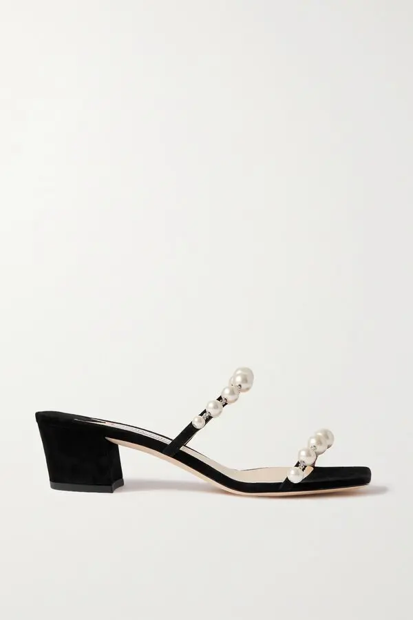 JIMMY CHOO Amara 45 Embellished Suede Sandals