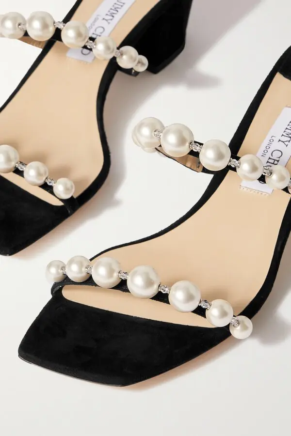 JIMMY CHOO Amara 45 Embellished Suede Sandals