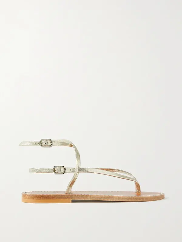K.JACQUES St Tropez Abako Metallic Leather Sandals - Gold