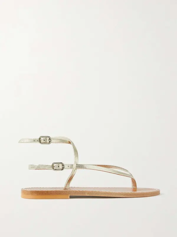 K.JACQUES St Tropez Abako Metallic Leather Sandals - Gold