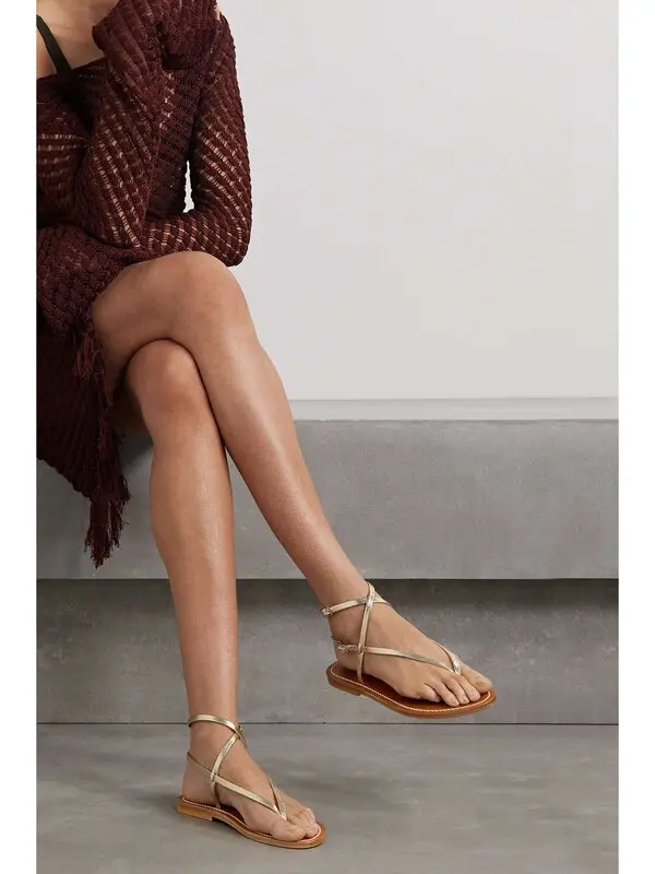 K.JACQUES St Tropez Abako Metallic Leather Sandals - Gold