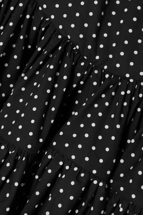 Molly Goddard Allegra Ruched Polka-Dot Cotton-Poplin Midi Dress In Black -  60% Off | Editorialist
