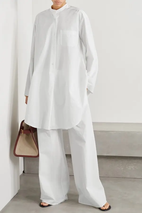THE ROW Come Cotton-poplin Tunic - White