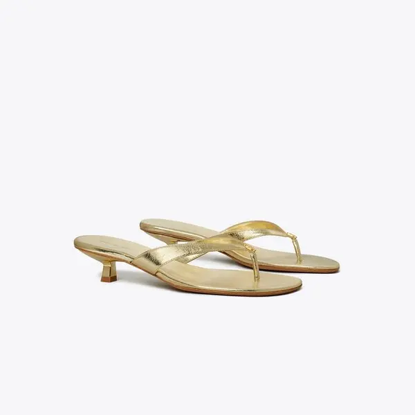 Tory Burch Capri Low Heel Sandal - Gold