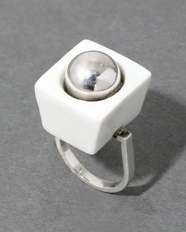 Alexis Bittar Vintage Anton Michelsen Royal Copenhagen Porcelain And Sterling Ring - Silver