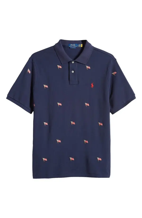 Ralph Lauren Flag Embroidered Cotton Polo