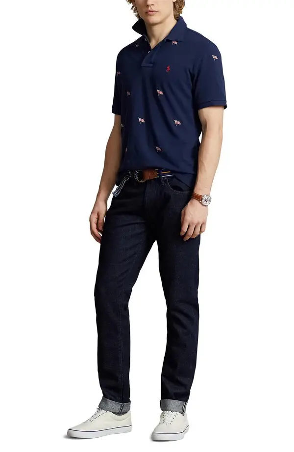 Ralph Lauren Flag Embroidered Cotton Polo