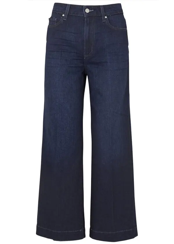 Paige Anessa Cropped Wide-leg Jeans - Dark Blue