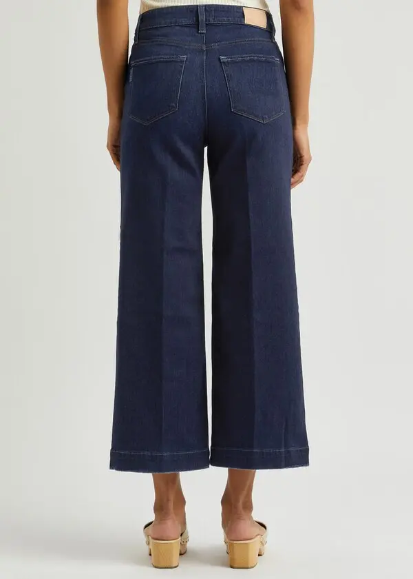 Paige Anessa Cropped Wide-leg Jeans - Dark Blue