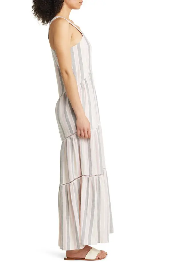 Caslon Stripe Linen Blend Maxi Dress In Pink Cabana Stripe - 61% Off |  Editorialist