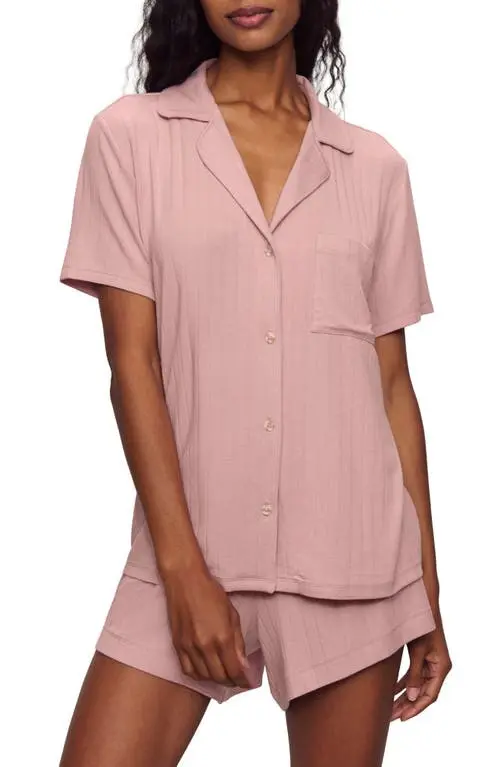 Eberjey Relaxed Rib Short Pajamas - Pale Mauve