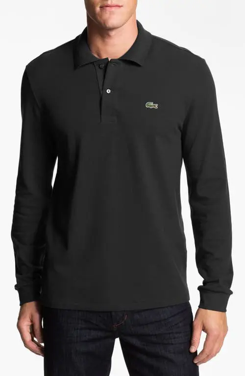 Lacoste Regular Fit Long Sleeve Piqué Polo - Black