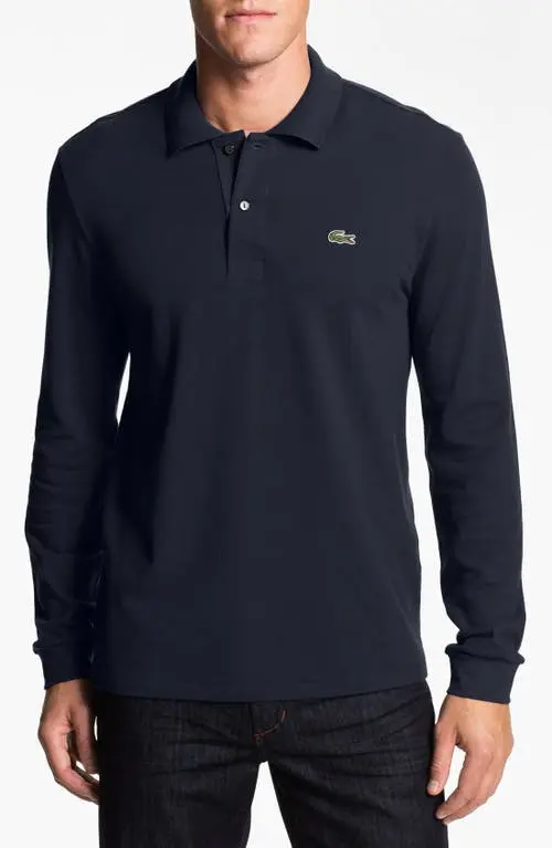 Lacoste Regular Fit Long Sleeve Piqué Polo - Navy