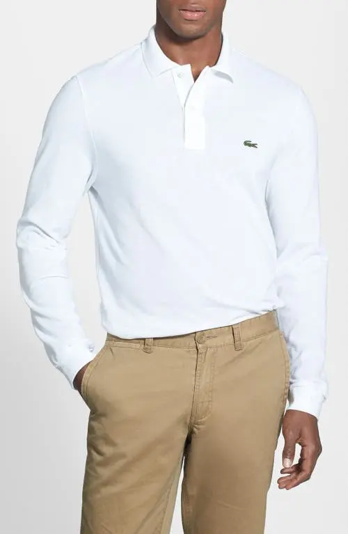 Lacoste Regular Fit Long Sleeve Piqué Polo - White