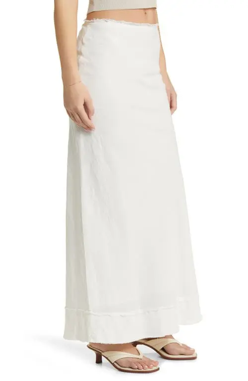 Topshop Cotton & Linen Maxi Skirt - Ivory