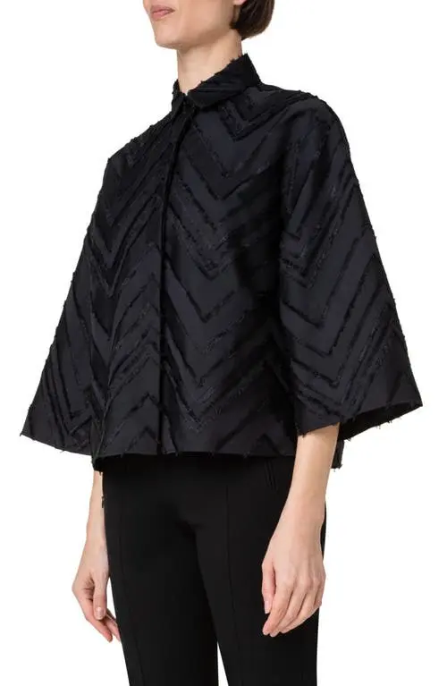 Akris Fringed Zigzag Blouse