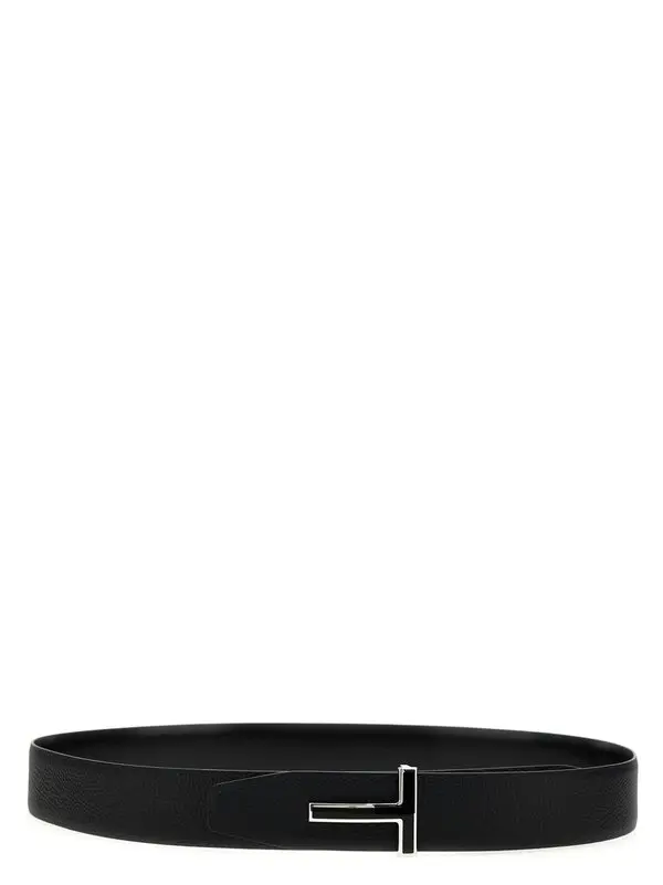 TOM FORD Logo Leather Belt - Black