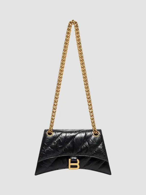 Balenciaga Crush Quilted Chain Bag - Black