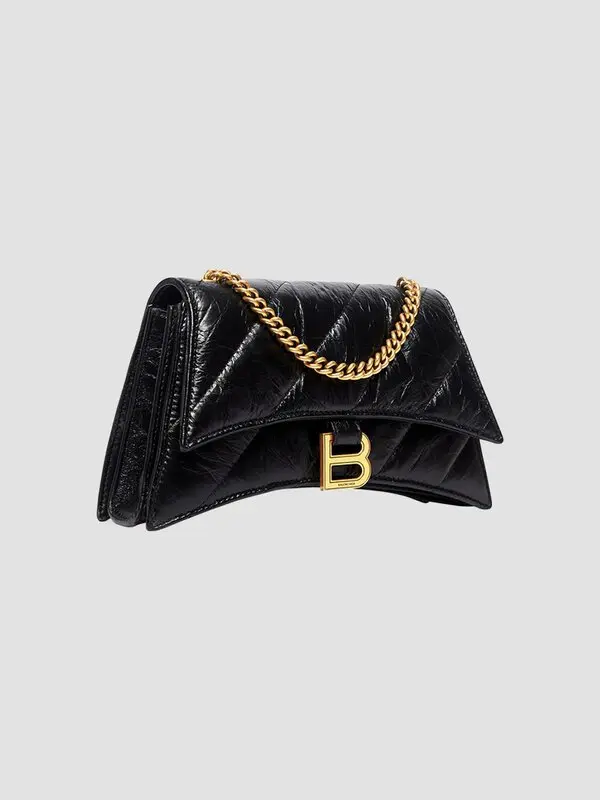 Balenciaga Crush Quilted Chain Bag - Black