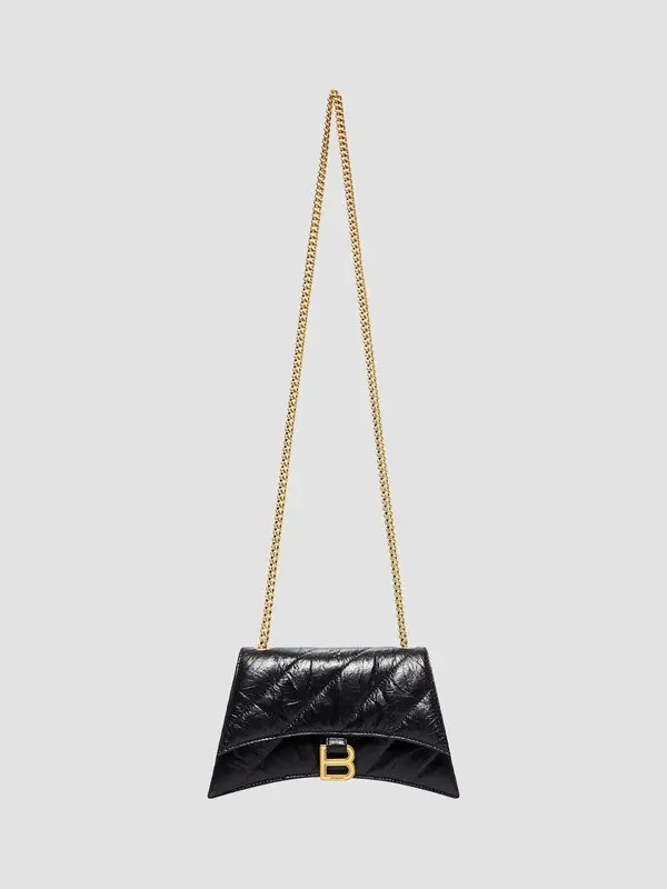 Balenciaga Crush Quilted Chain Bag - Black