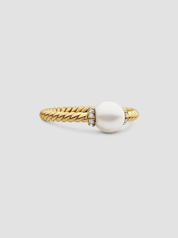 David Yurman Petite Solari Station Ring In 18k Yellow Gold - Pearl