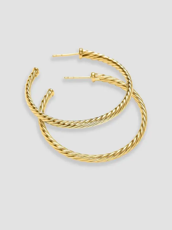 David Yurman Cablespira Hoop Earrings In 18k 1.5in