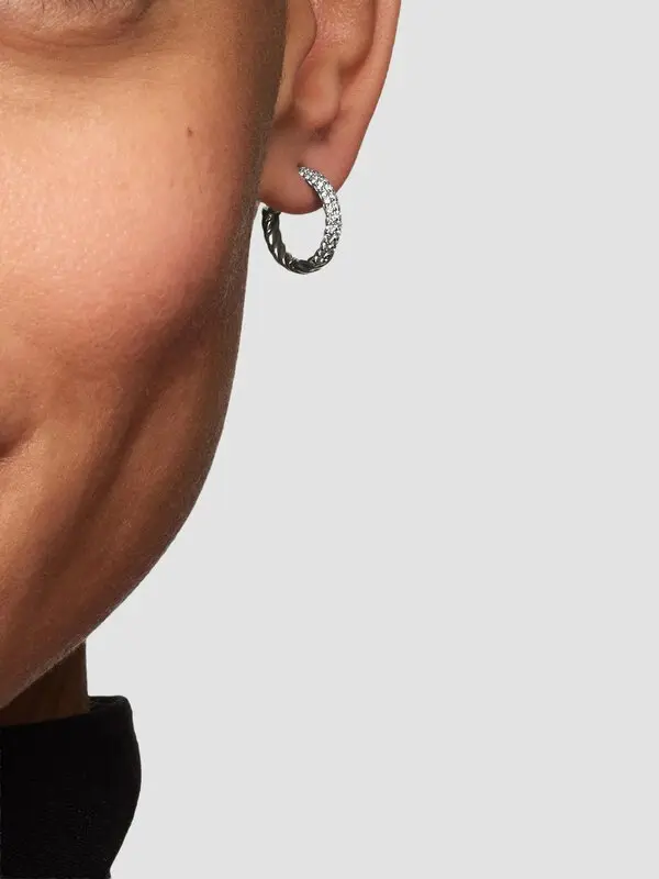 David Yurman Petite Pavé Huggie Hoop Earrings In With Diamonds, 14mm