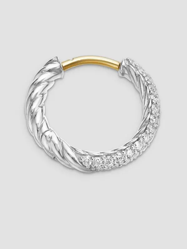 David Yurman Petite Pavé Huggie Hoop Earrings In With Diamonds, 14mm