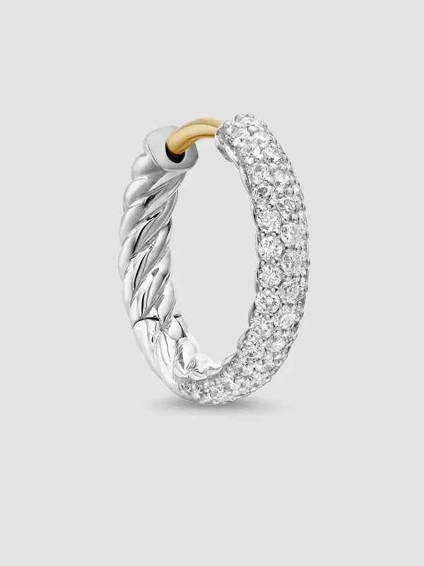 David Yurman Petite Pavé Huggie Hoop Earrings In With Diamonds, 14mm