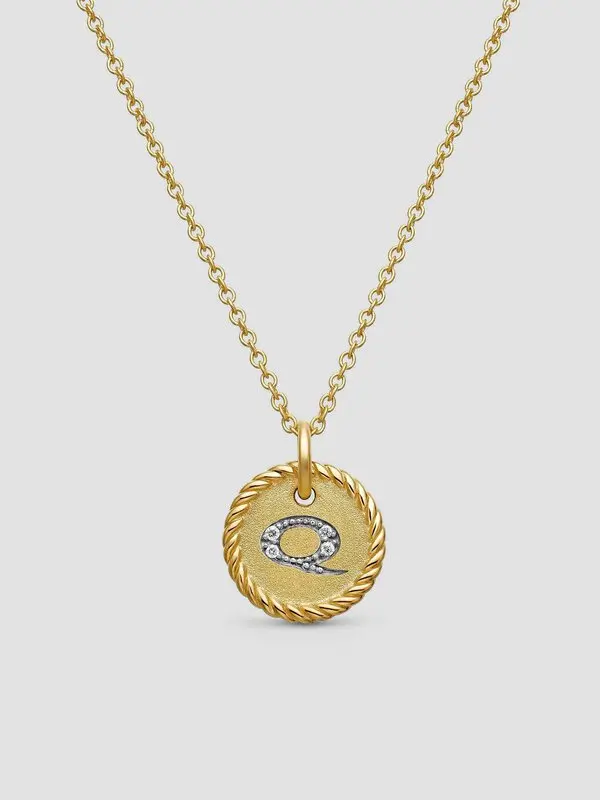 David Yurman Initial Charm Necklace In 18k Yellow Gold With Pavé Diamonds - Initial Q