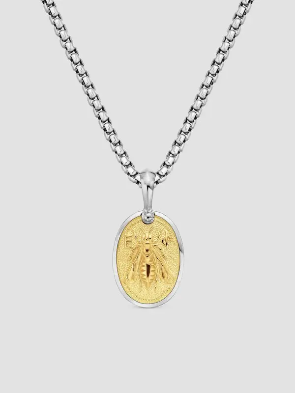 David Yurman Petrvs Bee Amulet In Sterling With 18k Yellow 29mm - Silver