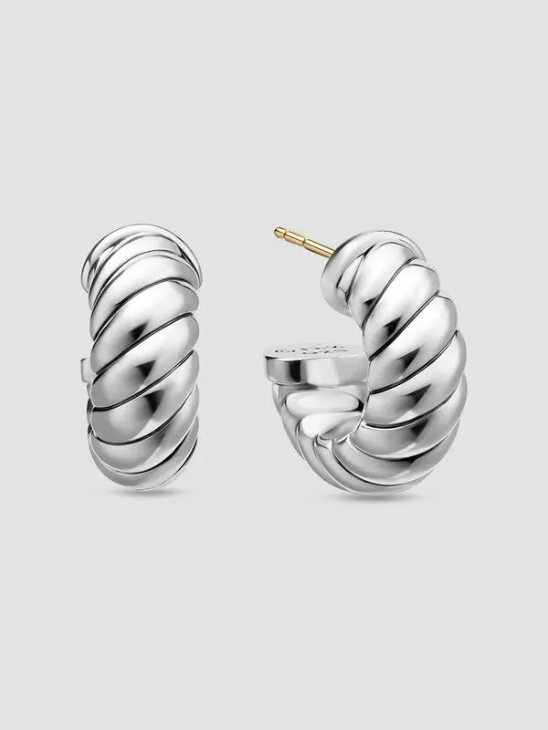 David Yurman Sculpted Cable Shrimp Earrings In Sterling 20.5mm - Silver