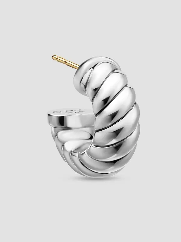 David Yurman Sculpted Cable Shrimp Earrings In Sterling 20.5mm