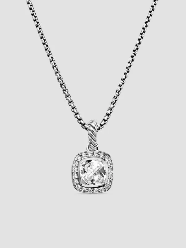 David Yurman Petite Albion Pendant Necklace In Sterling Silver - White Topaz