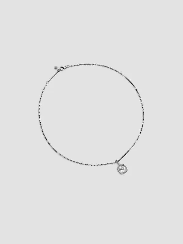 David Yurman Petite Albion Pendant Necklace In Sterling Silver - White Topaz