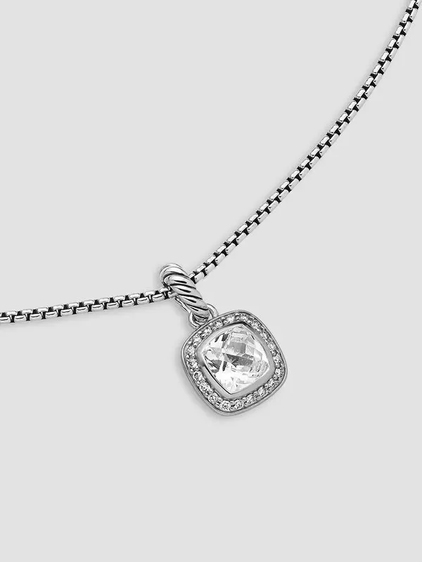 David Yurman Petite Albion Pendant Necklace In Sterling Silver - White Topaz