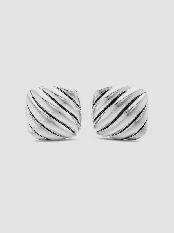 David Yurman Sculpted Cable Cushion Cufflinks In 17mm - Silver