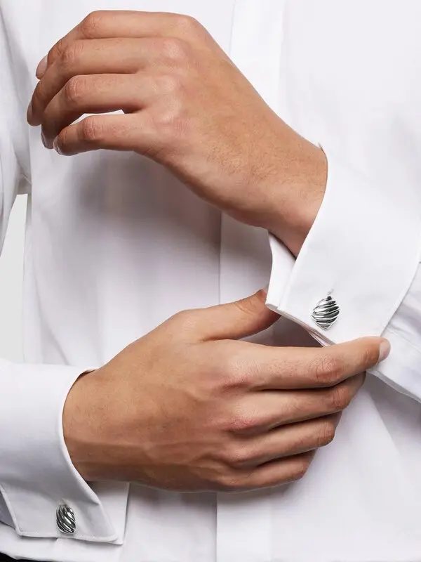 David Yurman Sculpted Cable Cushion Cufflinks In 17mm - Silver