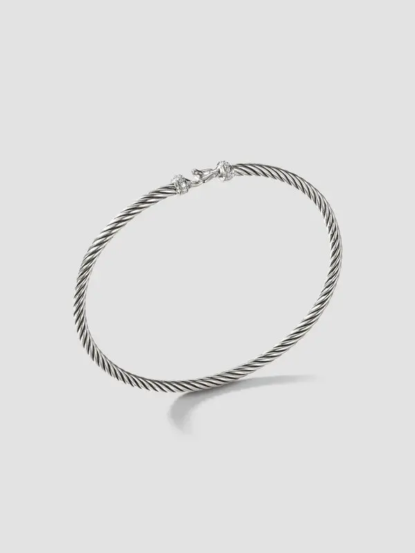 David Yurman Cable Buckle Bracelet With Diamonds/3mm - Silver