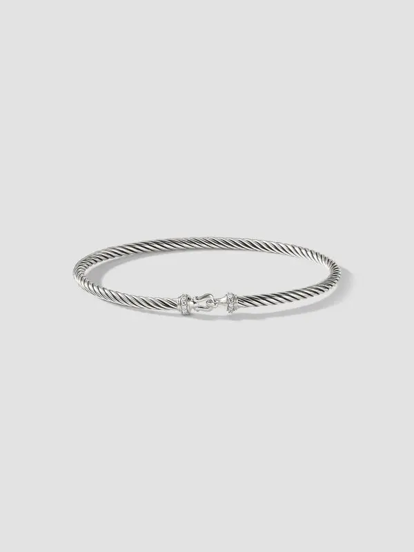 David Yurman Cable Buckle Bracelet With Diamonds/3mm - Silver