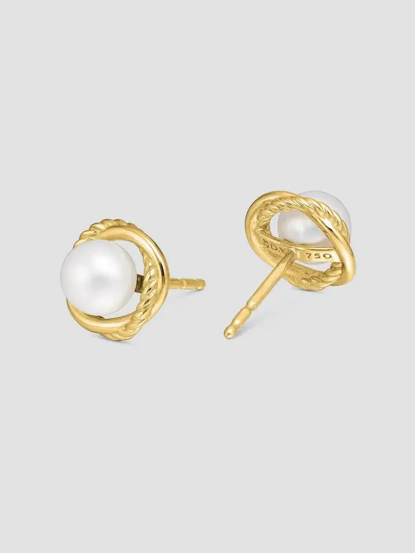 David Yurman Crossover Infinity Stud Earrings In 18k Yellow Gold With Pearls, 10mm