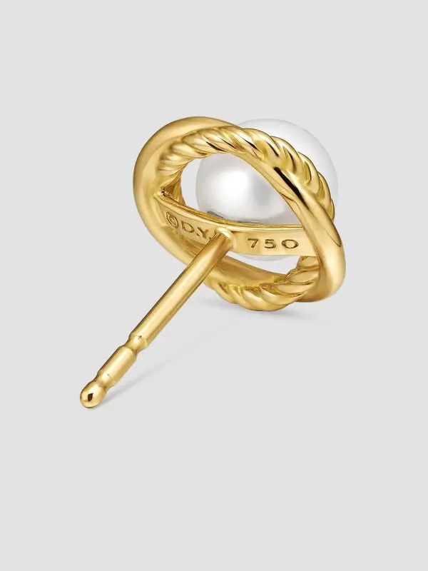 David Yurman Crossover Infinity Stud Earrings In 18k Yellow Gold With Pearls, 10mm